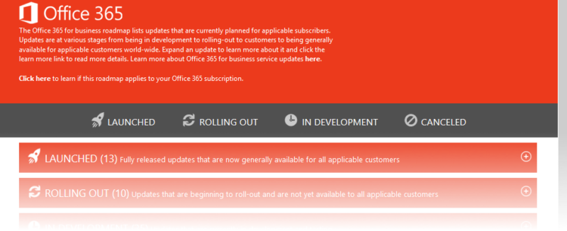 New public roadmap for Microsoft Office 365